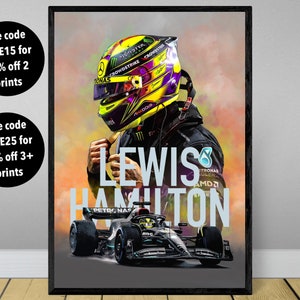 Hamilton Mercedes F1 Art Poster Print, Formula 1 Poster, Lewis Hamilton ...