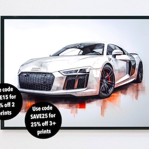 Audi R8 Poster Print, Audi R8 Poster, Audi R8 Print, Car Poster ...
