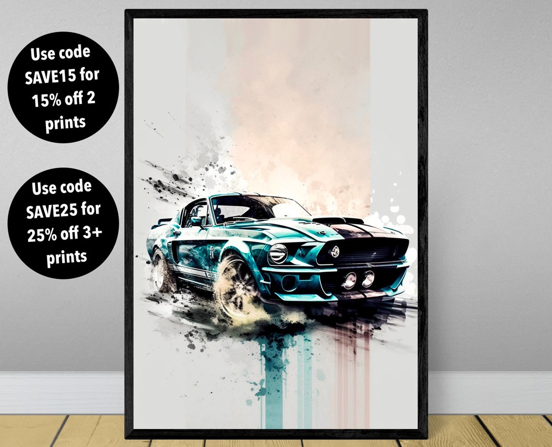Ford Mustang GT500 Poster Print, Mustang Poster, Mustang Print, Car ...