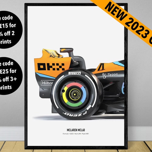 2023 Mclaren F1 MCL60 Art Poster Print Formula 1 Oscar - Etsy Australia