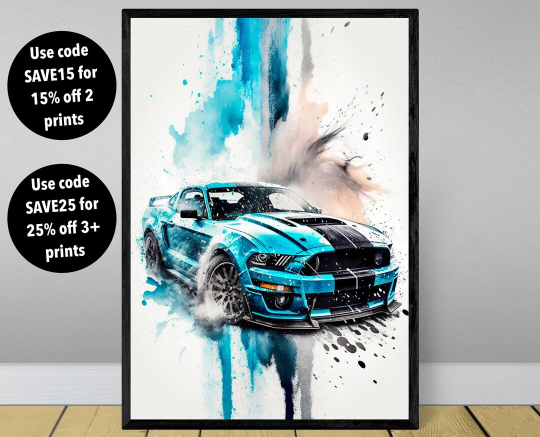 Ford Mustang GT500 Poster Print, Mustang Poster, Mustang Print, Car ...