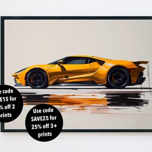 Ford GT Car Poster Print, Ford GT Poster, Ford GT Print, Car Poster ...