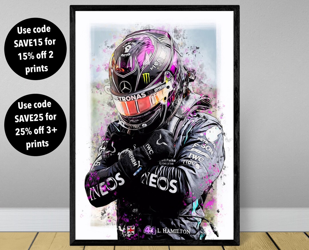Hamilton Mercedes F1 Art Poster Print, Formula 1 Poster, Lewis Hamilton ...