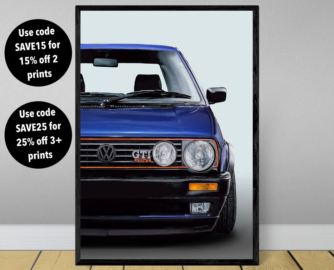 Volkswagen Golf Gti Poster Print, VW Golf Gti Poster, VW Golf Gti Print ...