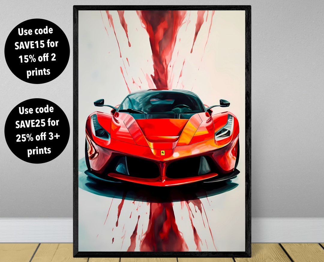 Ferrari Laferrari Poster Print, Ferrari Poster, Ferrari Print, Car ...