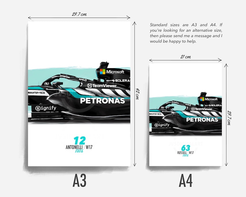 Mercedes W17 F1 Poster Set: 2026 Formula 1 Art Prints NOT FRAMED - Etsy UK