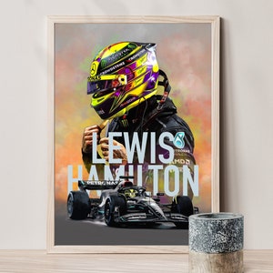 Hamilton Mercedes F1 Art Poster Print, Formula 1 Poster, Lewis Hamilton ...