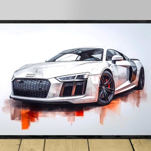 Audi R8 Poster Print, Audi R8 Poster, Audi R8 Print, Car Poster ...