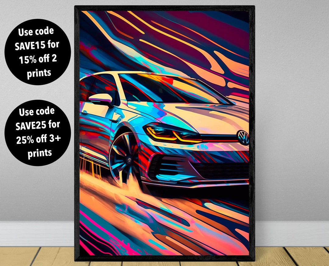 Golf Gti Poster Print, Golf Gti Poster, Golf Gti Print, Car Poster ...