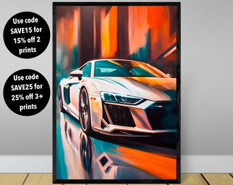 Audi R8 Poster, Audi R8 Print, Audi R8 Wall Art, Iconic Car Poster ...