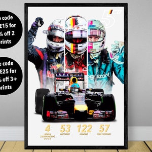 Sebastian Vettel Formula 1 Celebration Poster Formula 1 - Etsy UK