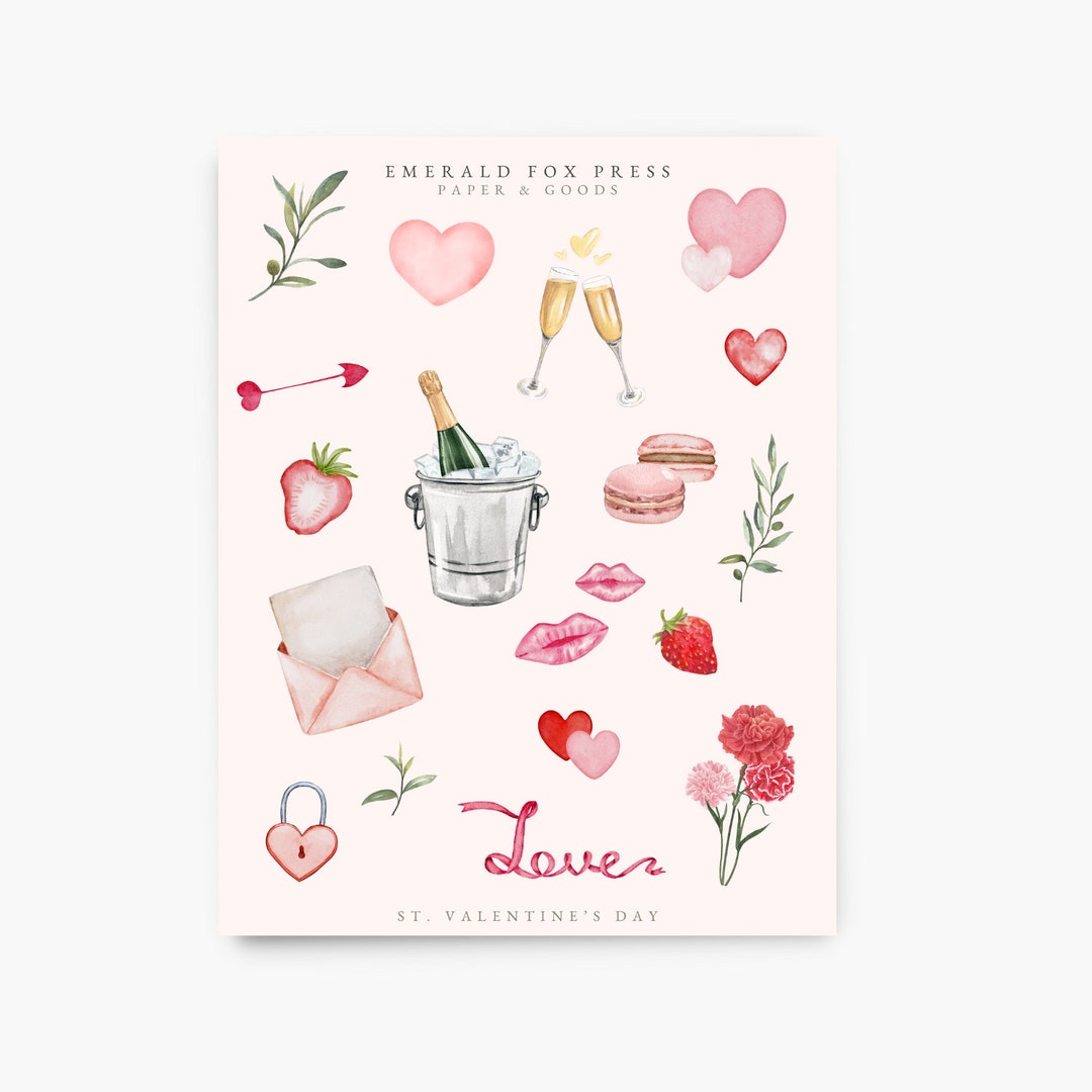 Valentines Day Sticker Sheet | Love Scrapbook Stickers | Journal ...