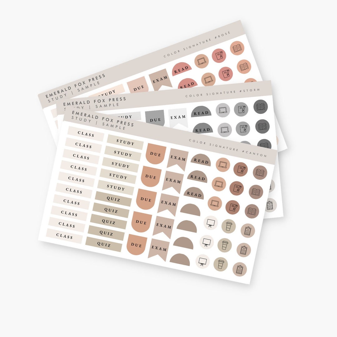Planner Stickers Minimalistic Study Planner Stickers Student Planner ...