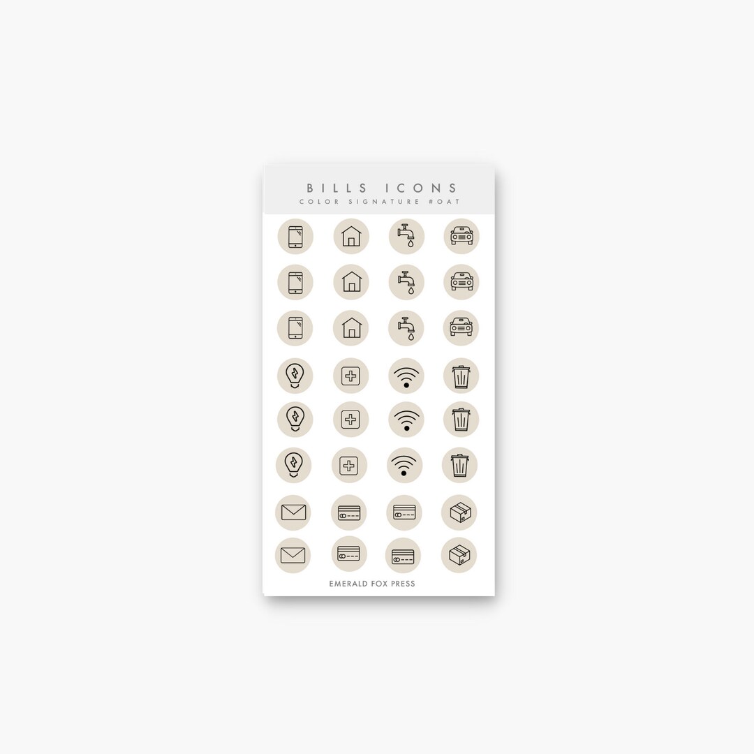 Transparent Matte Bills Icon Dots Minimal Planner Stickers Minimalist ...