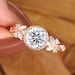 Tree Leaf Engagement Ring - Nature Inspired White Gold Moissanite ...