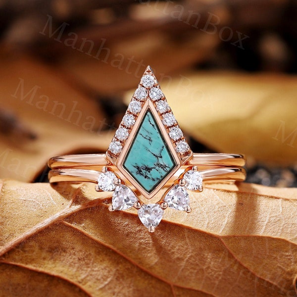 Turquoise Engagement Ring Set - Etsy