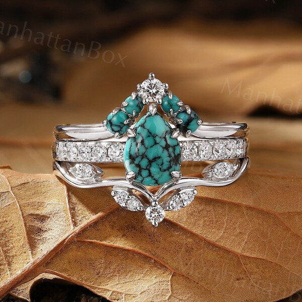 Turquoise Engagement Ring Set - Etsy