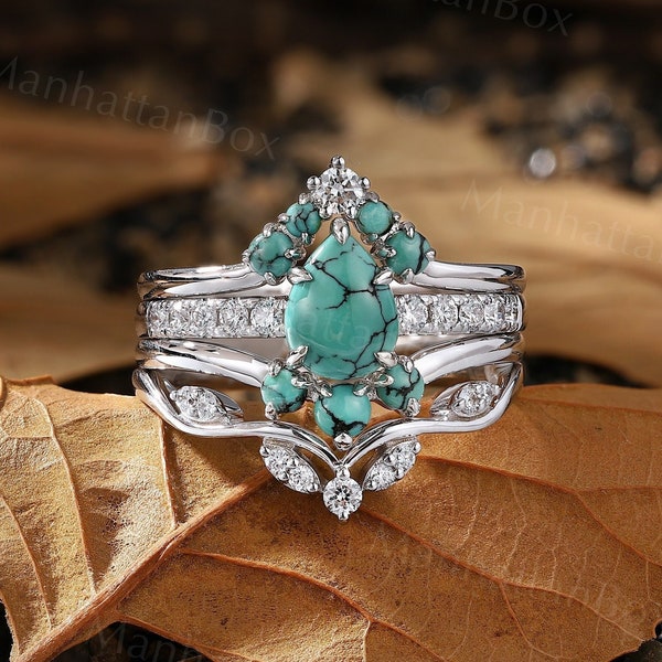 Turquoise Engagement Ring Set - Etsy