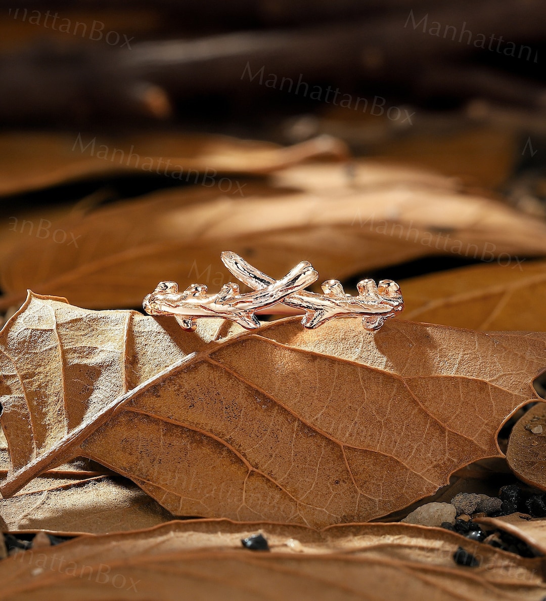 Minimalist Branch Wedding Ring Rose Gold Ring Antique Twig Ring Curved ...