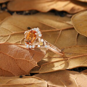 Autumn & Leaves Citrine Engagement Ring - Nature Inspired Rose Gold ...