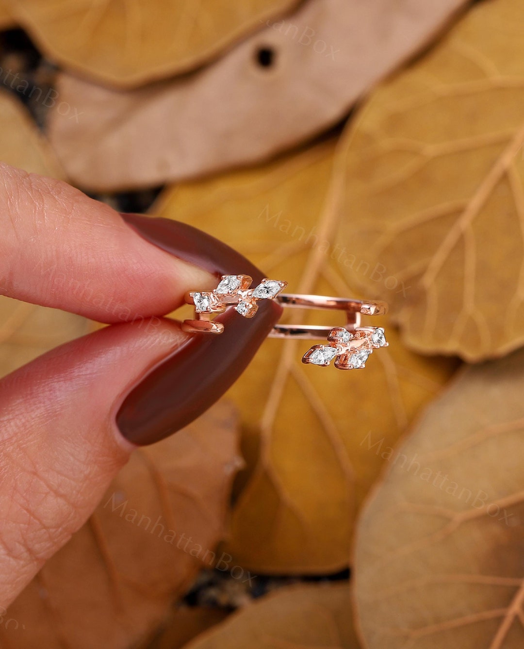 Open Wedding Ring Enhancer - Nature Inspired Ring Guard - Leaf Ring ...