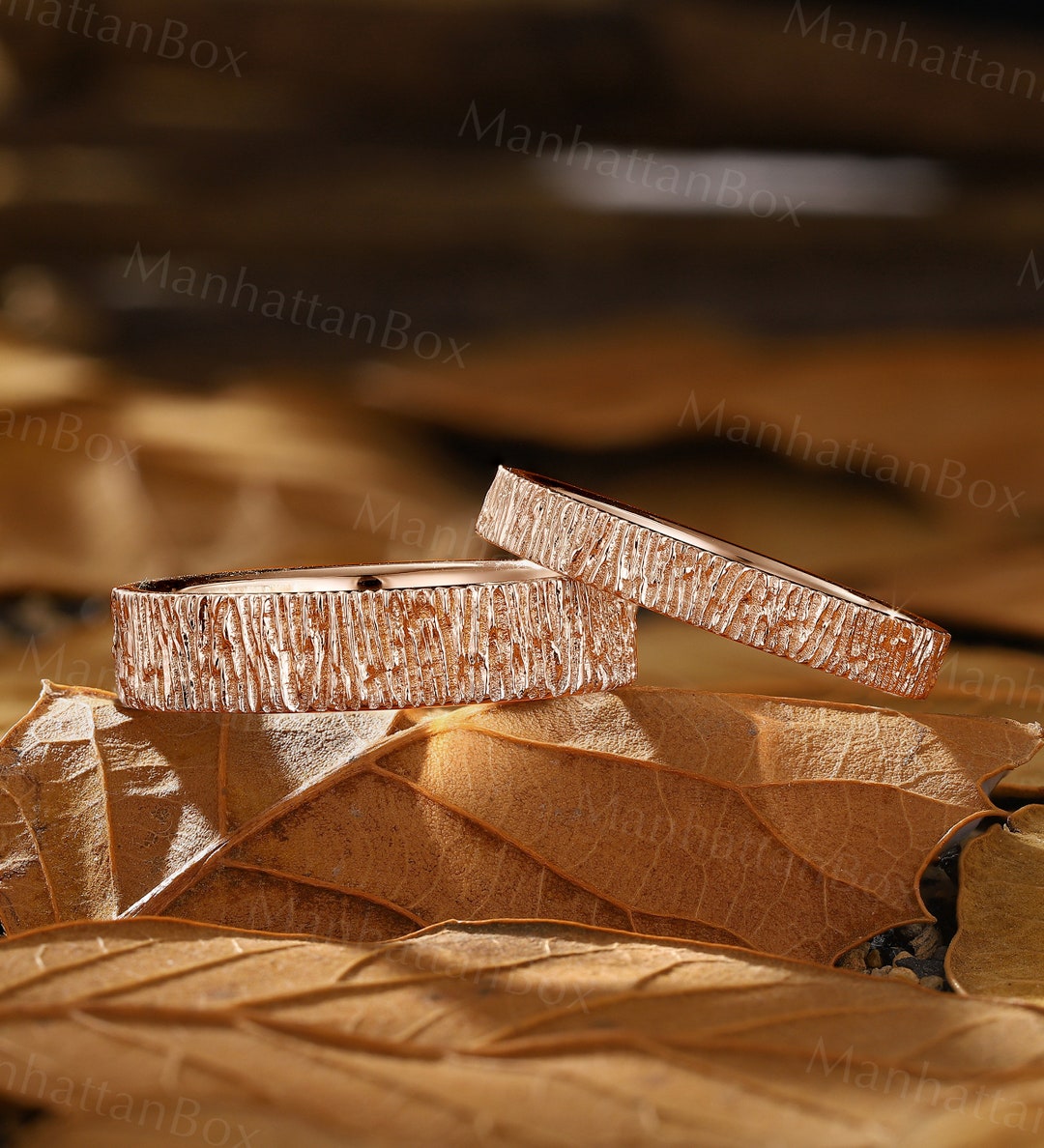 Nature Inspired Wedding Band Vintage 14K Rose Gold Handmade Women ...