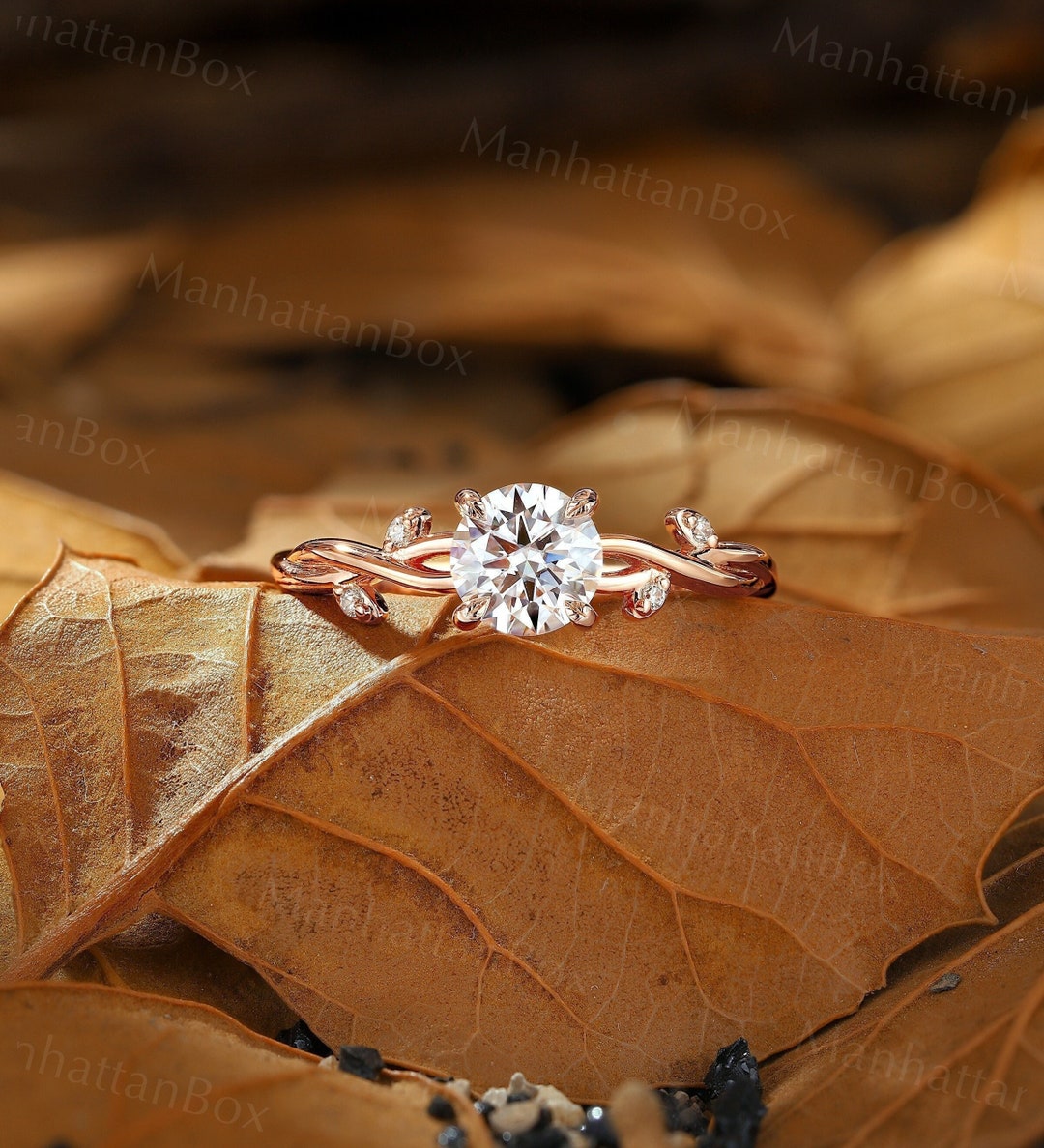 Nature Engagement Ring - Twig Branch Leaf Ring - Moissanite Verlobungs ...