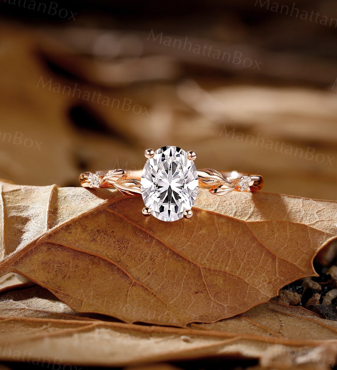 Vintage Oval Shape Moissanite Leaf Engagement Ring Antique Round Shape ...