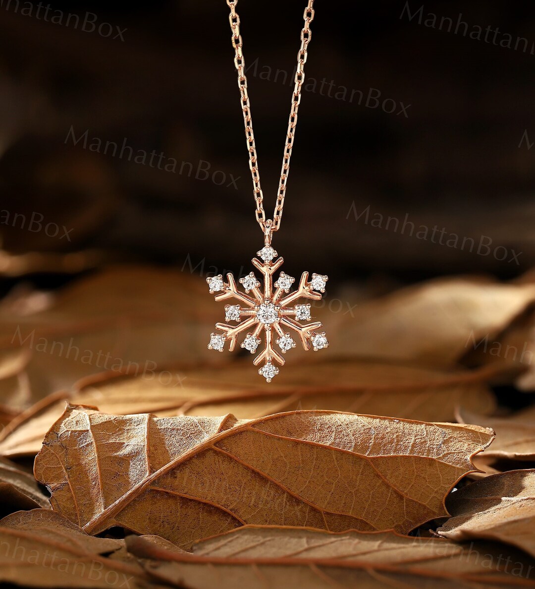 Unique Snowflake Necklace Delicate Moissanite Pendant Christmas Jewelry ...