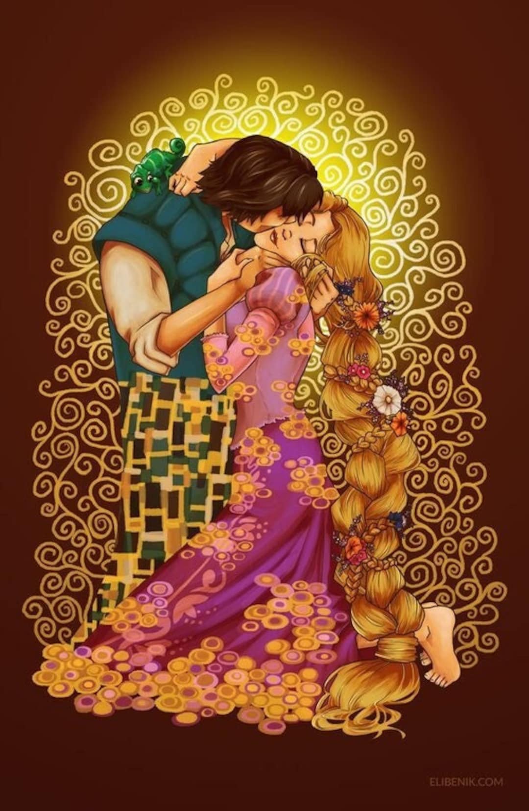 Tangled Kiss Art Nouveau Limited Edition Large Gold Foil Print - Etsy