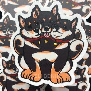 Shiba Inu Cerberus Matte Vinyl Waterproof Sticker - Etsy
