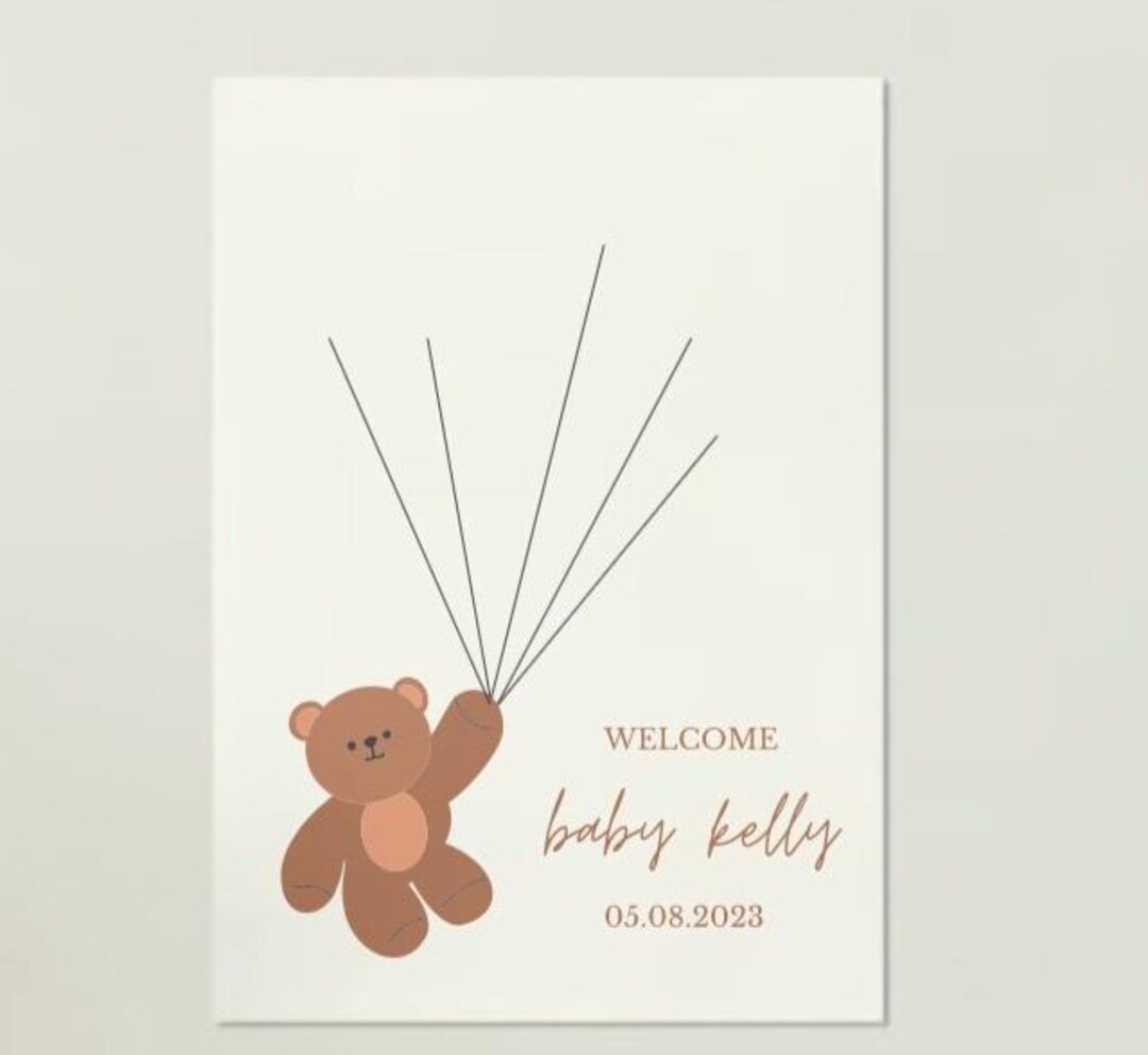 Baby Shower Fingerprint Tree bear Design - Etsy