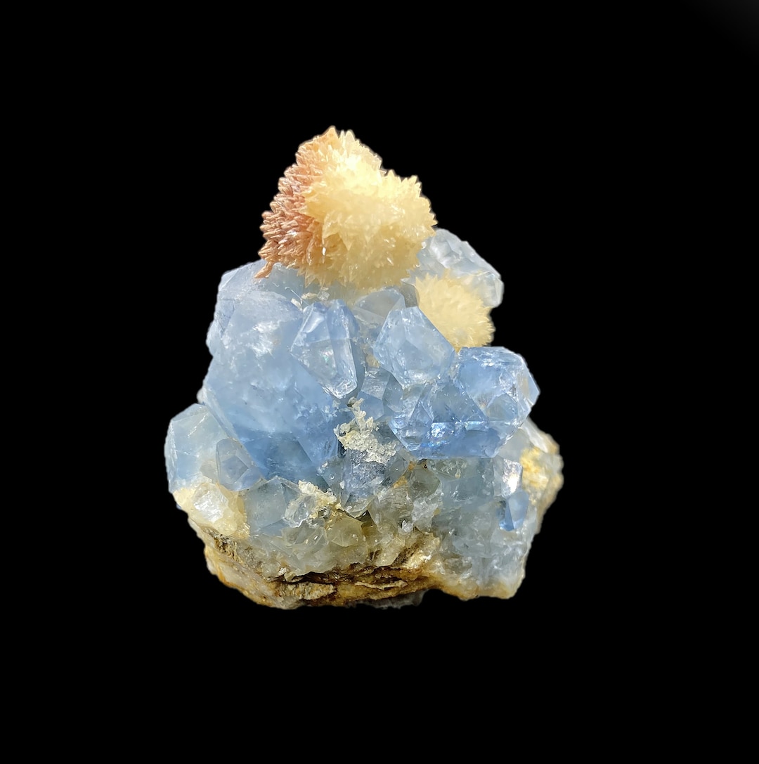 Rare Transparent Cobalt Blue Celestine Crystal on Calcite Badghis ...