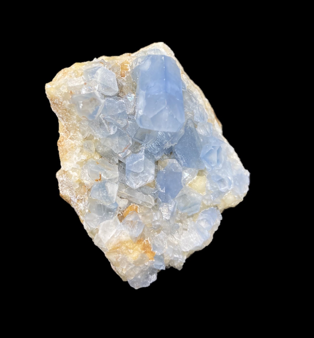 Rare Transparent Cobalt Blue Celestine Crystal on Calcite Badghis ...