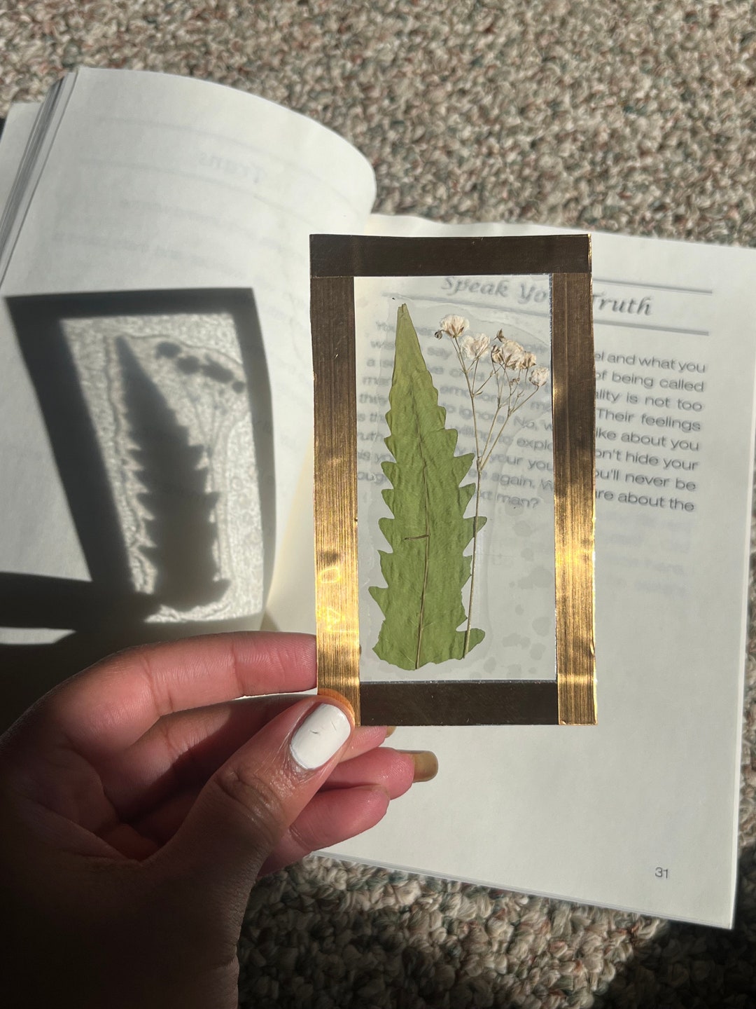 Baby Breath and Fern Bookmark - Etsy