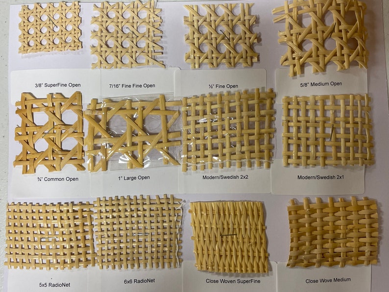 Pressed Cane Mesh SAMPLES. Includes 12 Different Styles of Mesh. Can ...