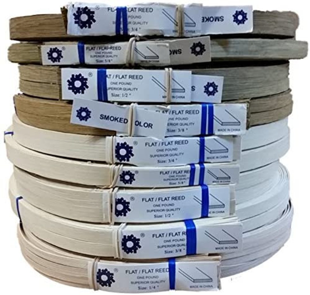 1 Pound Coil of Flat Reed for Basket & Seat Weaving, Choose Natural or ...