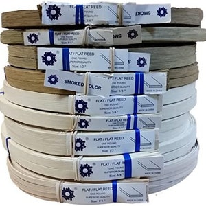 1 Pound Coil of Flat Reed for Basket & Seat Weaving, Choose Natural or ...