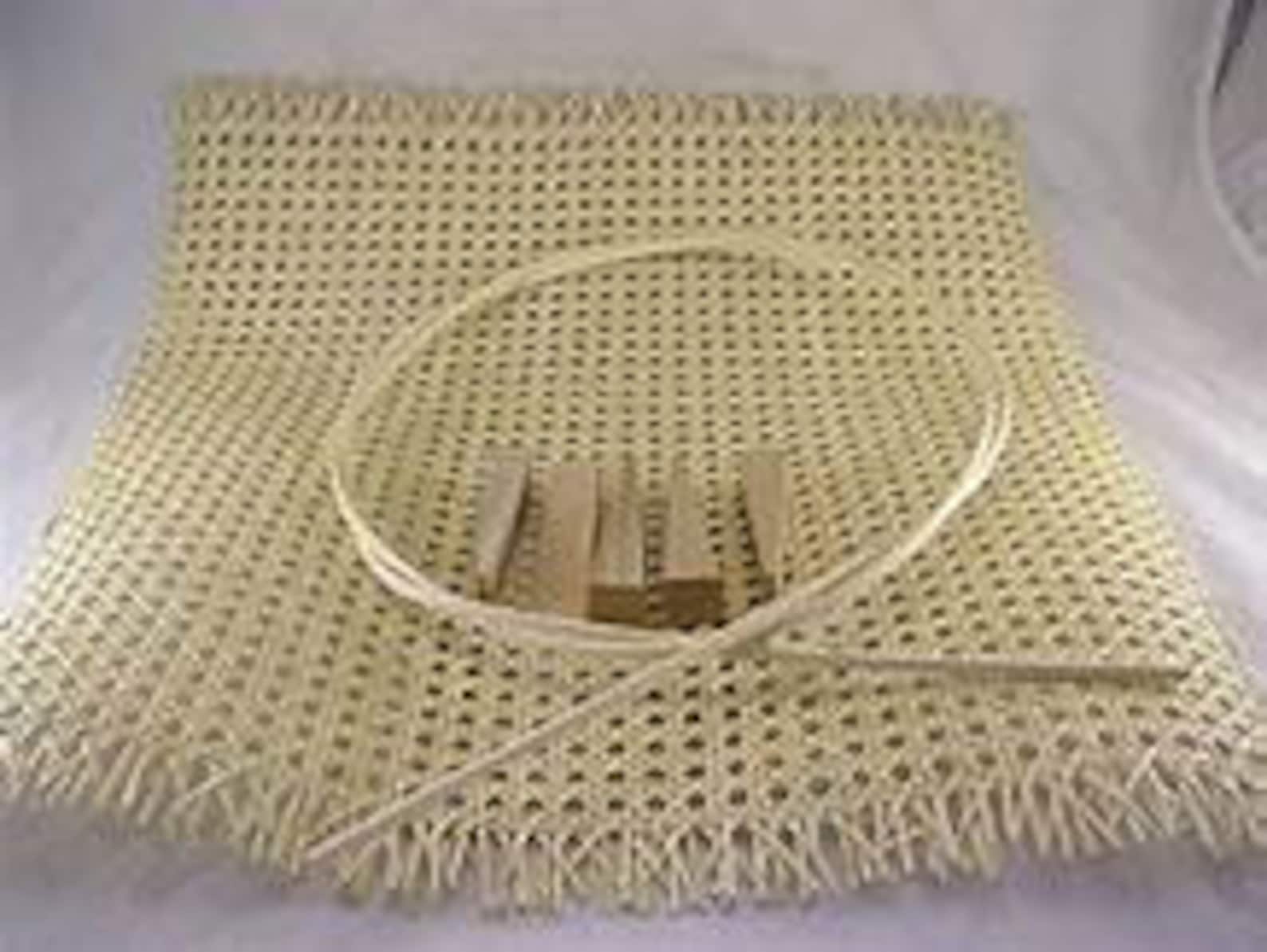 24"x24" Pressed Cane Webbing Seat Replacement Kit, Wood Wedges, Full ...