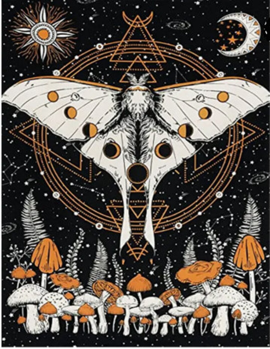 Luna Moth Mushrooms Celestial Nature Neutral Color 3D Diamond Art ...