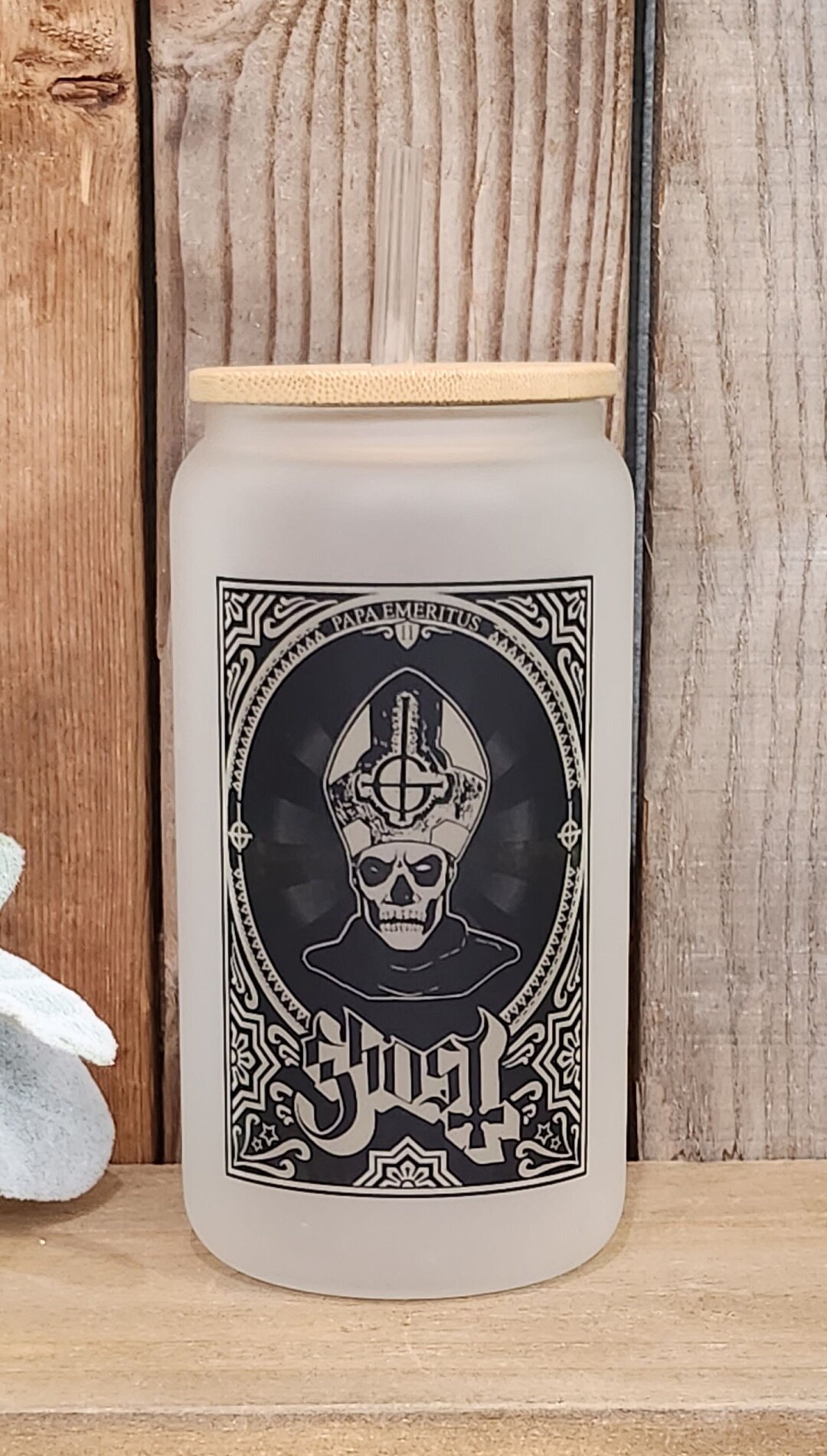 Ghost / Ghost BC/ Papa / Frosted Glass Beer Can / Mug / Cup - Etsy