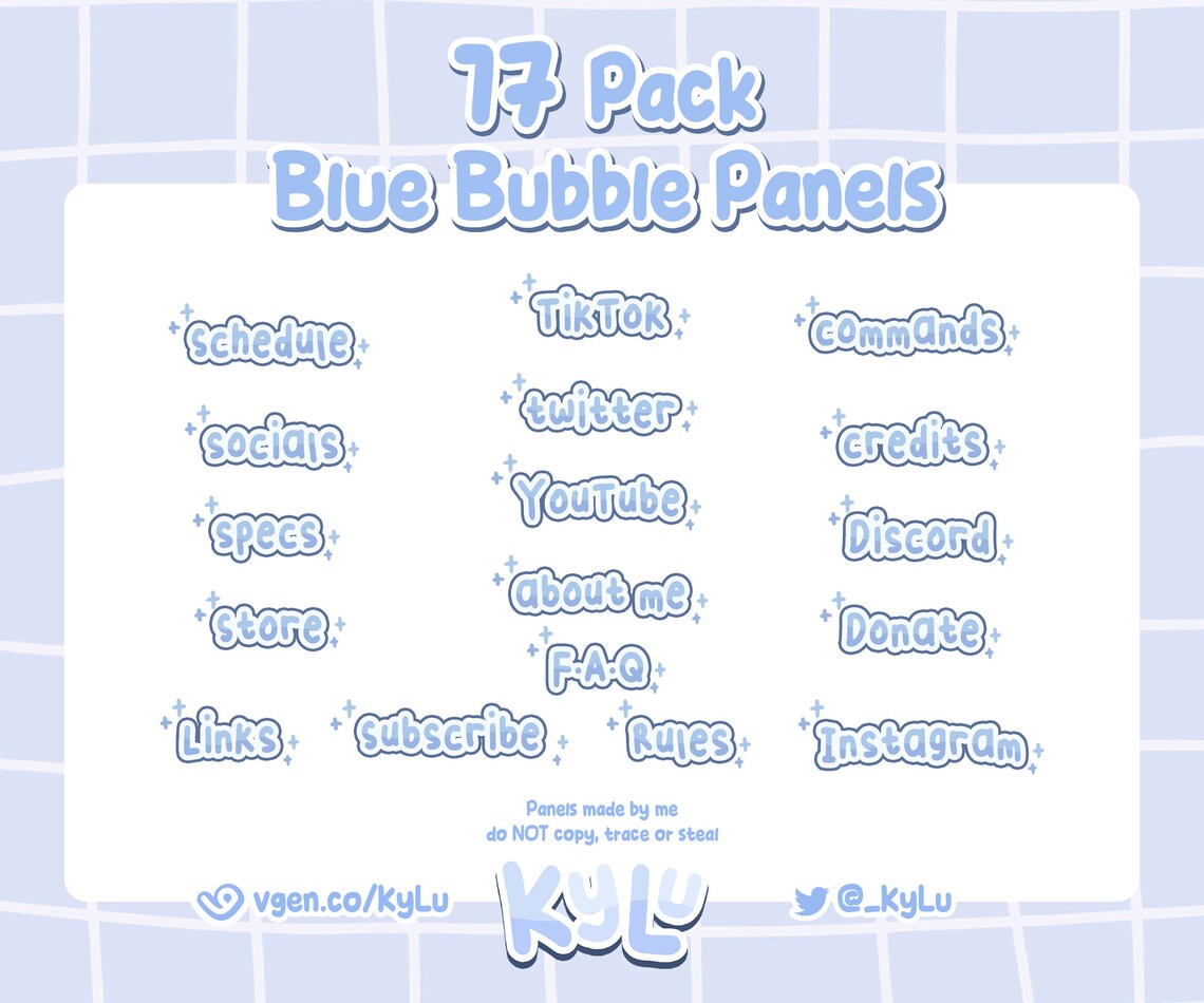 Blue Bubble Twitch Panels: 17-panel Streamer Set (digital Download) - Etsy