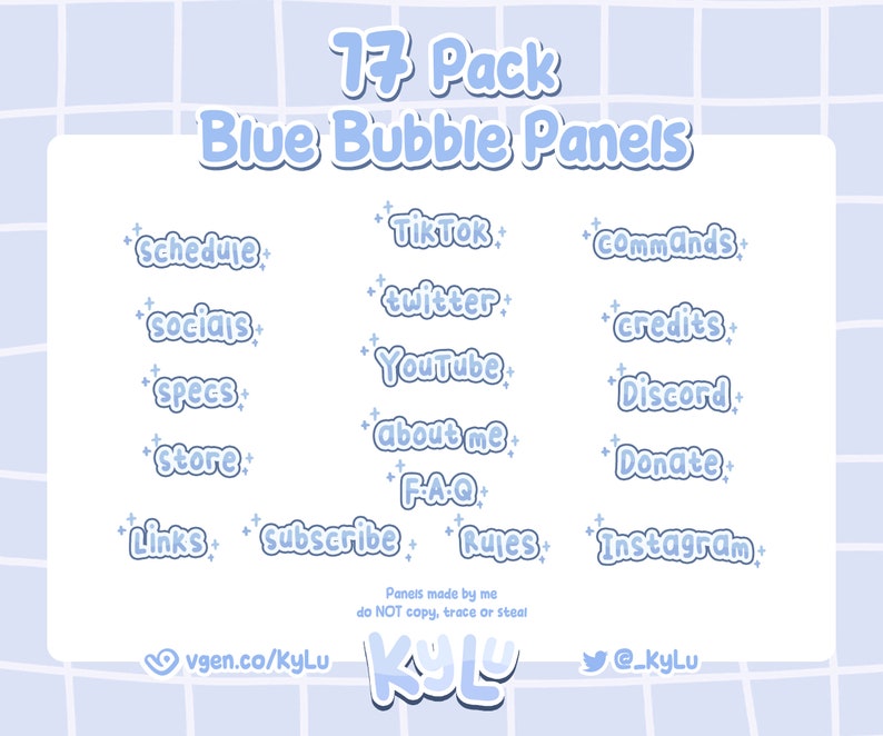 17 Cute Blue Bubble Twitch Panels 17 Panels for Streamers - Etsy