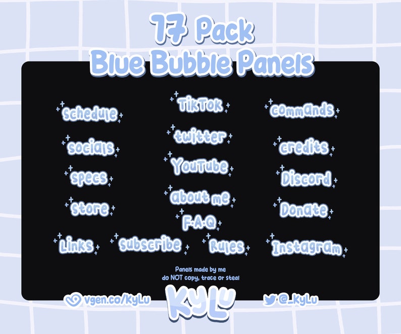 Blue Bubble Twitch Panels: 17-panel Streamer Set (digital Download) - Etsy