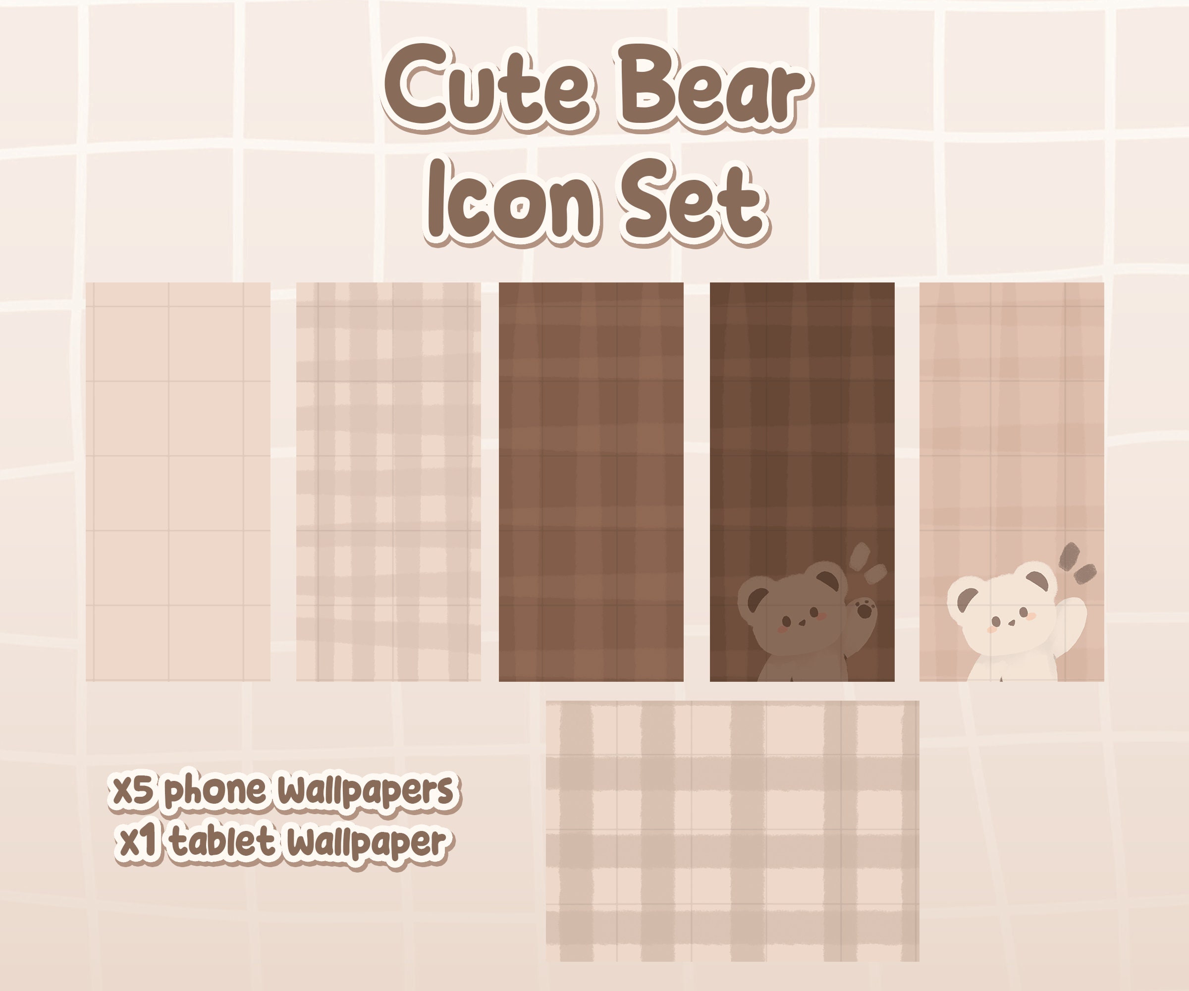 Cute Bear App Icons Set | Ios & Android Home Screen (digital Download ...
