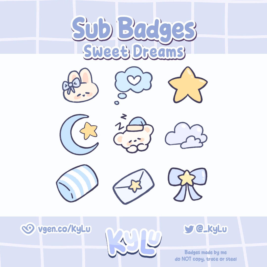9 Cute Dreamy Sub / Bits / Discord Badges | Sweet Dreams Twitch Badges ...