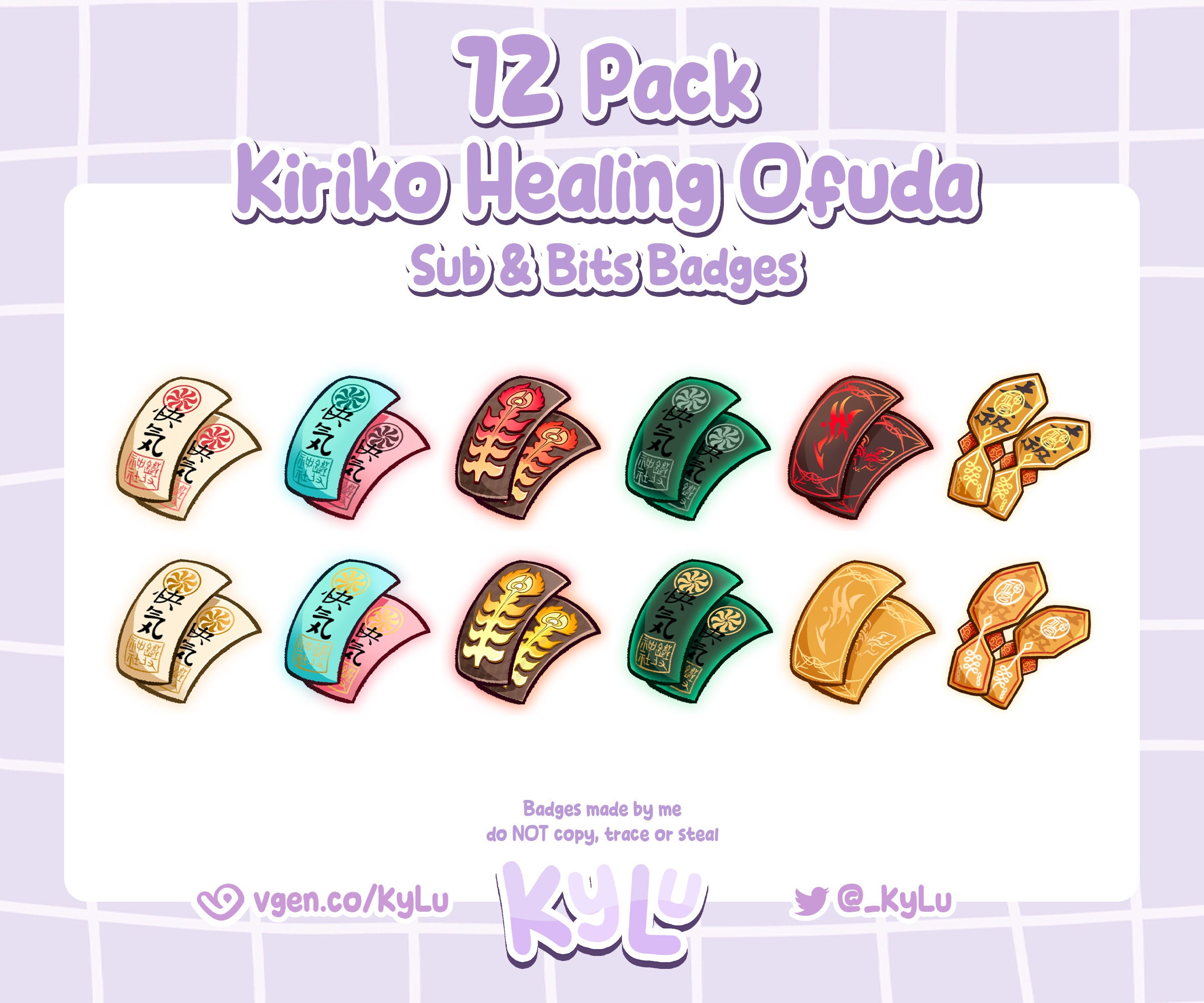 12 Kiriko Healing Ofuda Papers Overwatch 2 Sub & Bits Badges for ...
