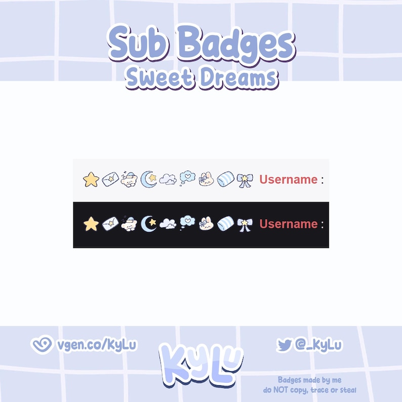 9 Cute Dreamy Sub / Bits / Discord Badges | Sweet Dreams Twitch Badges ...