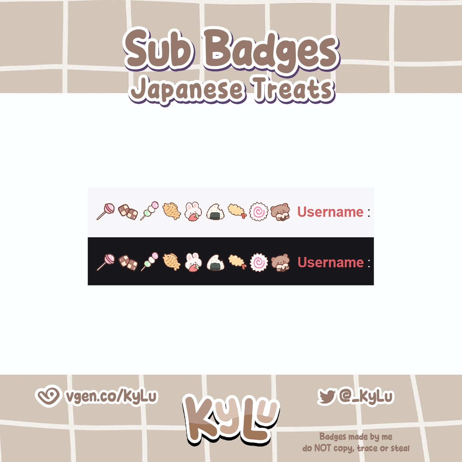 9 Cute Japanese Sub / Bits / Discord Badges︱japanese Treats Style ...
