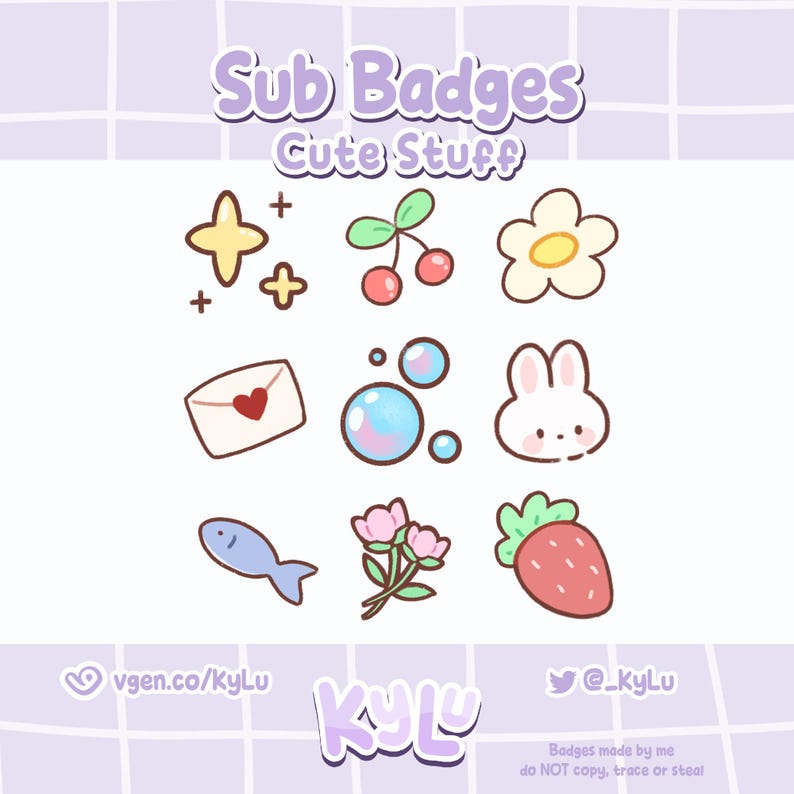 9 Cute Sub / Bits / Discord Badges︱cute Badges for Twitch Streamers - Etsy